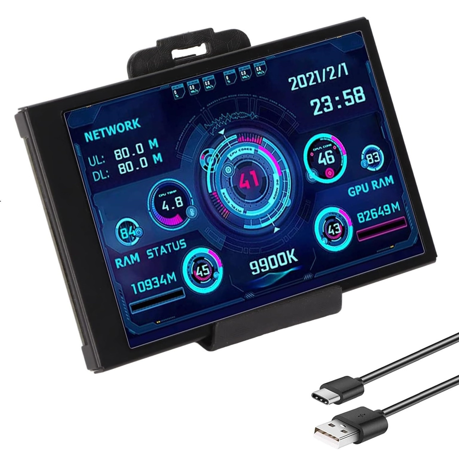 Mini Display Gaming PC IPS 3,5 hüvelykes, Latauar, hőmérséklet- és ...