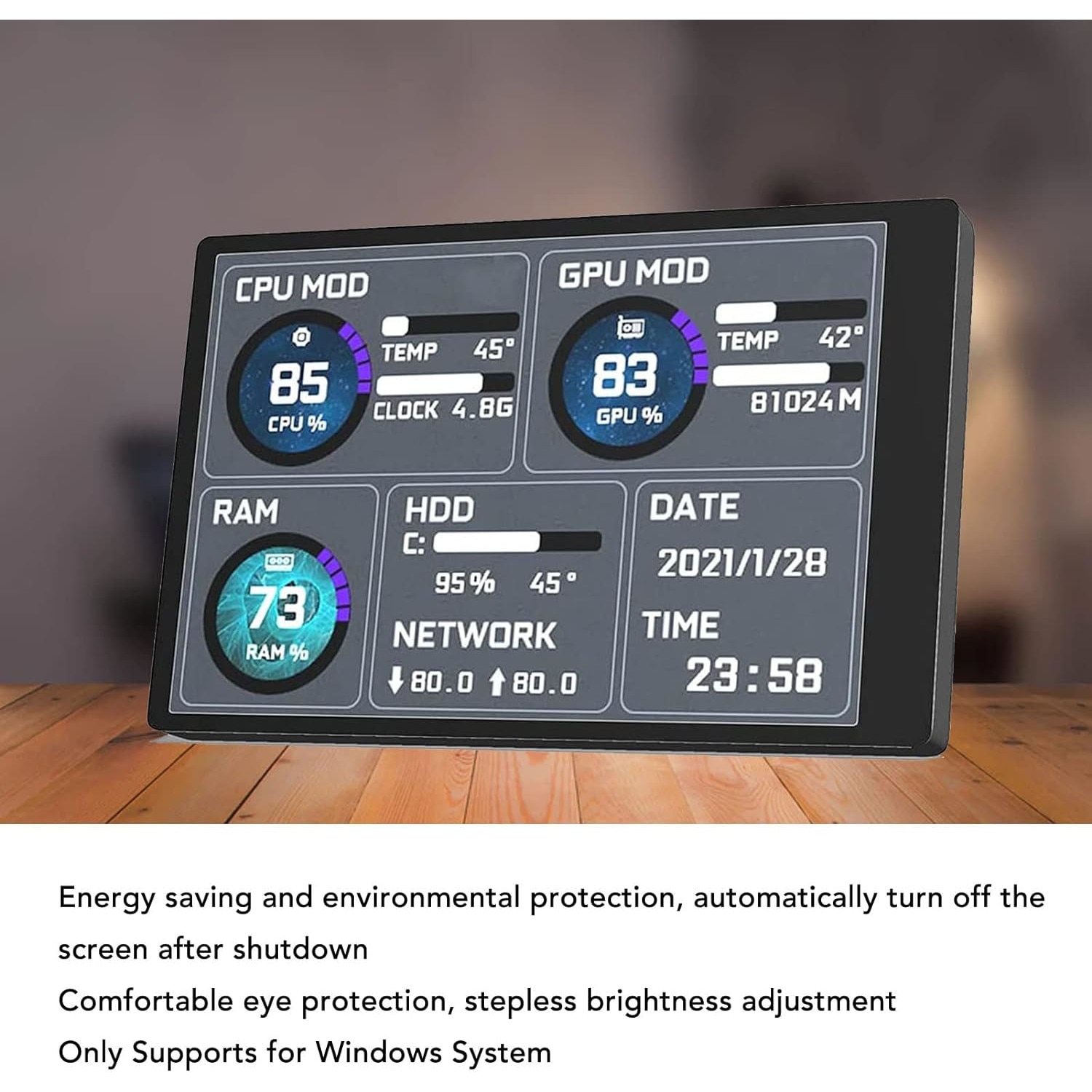 Mini Display Gaming PC IPS 3.5 Inch, Latauar, Monitorizare Temperatura ...