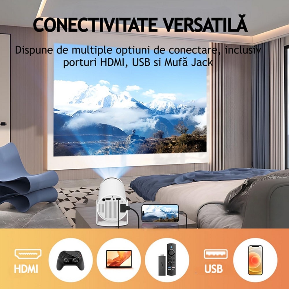 Videoproiector Proiector portabil Smart TV Digisand®, 1080P, contrast ...