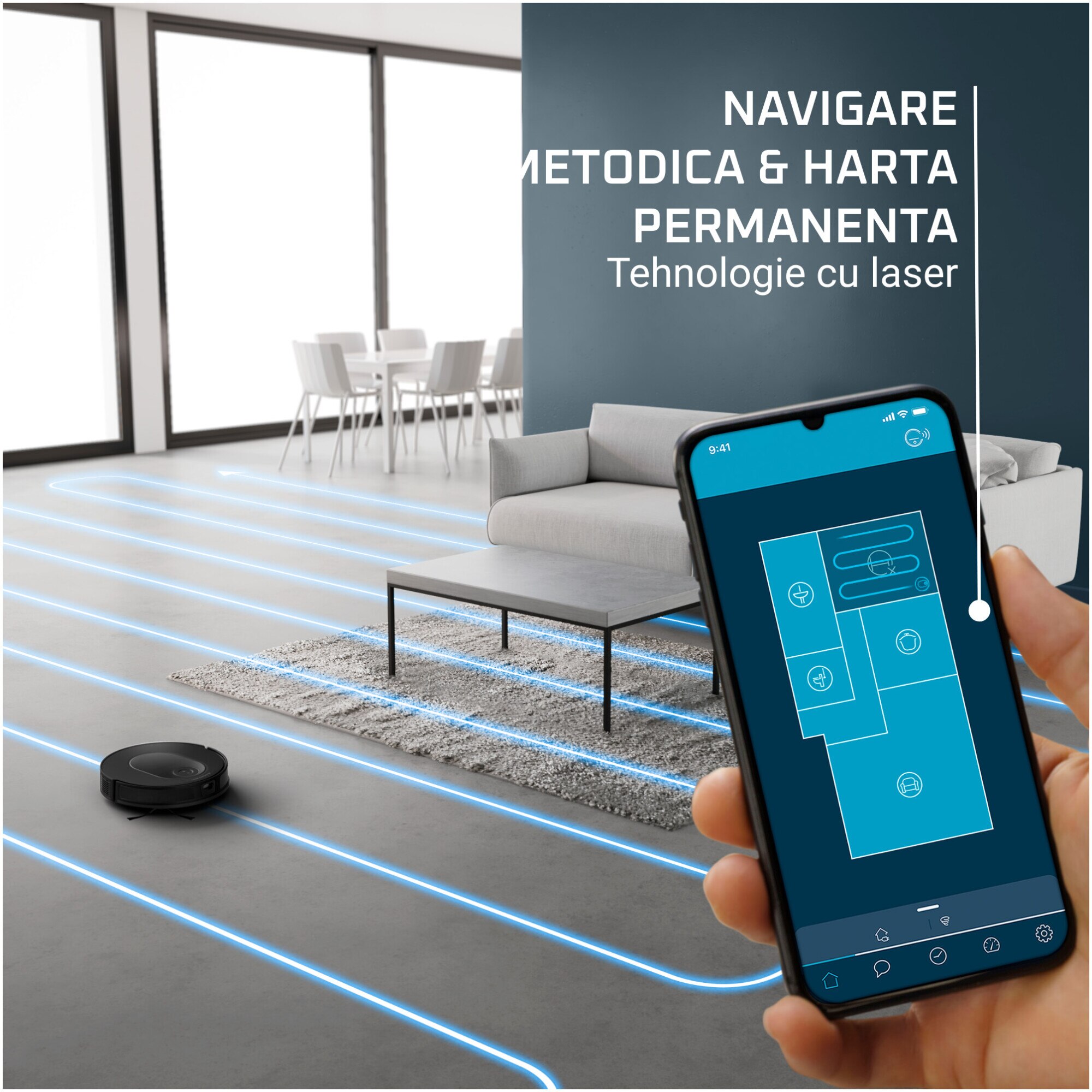 Robot de aspirare Rowenta X-Plorer Serie 65 RR8L65WH, aspirator si mop ...