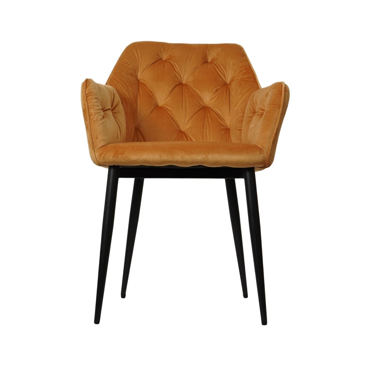 Scaun tip fotoliu, living/ dining, ocru, tapiserie catifea si cadru ...
