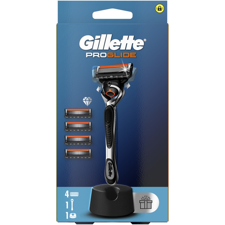 Aparat de ras Gillette ProGlide cu suport pentru aparatul de ras, maner ...