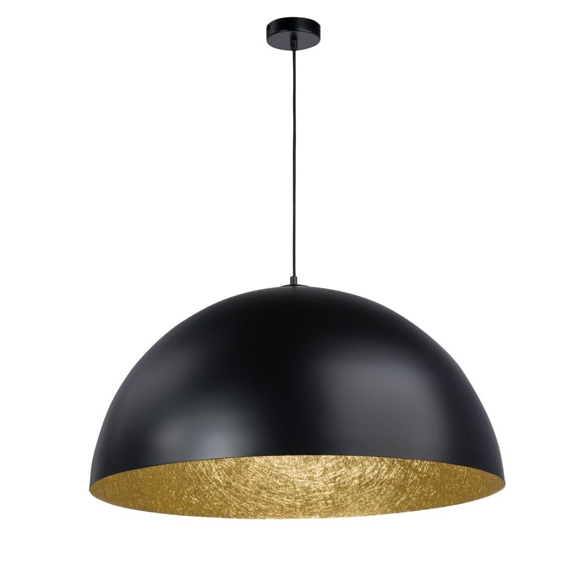 Lustra tip lampa suspendata SFERA negru/auriu, diametru 70 cm, inaltime ...