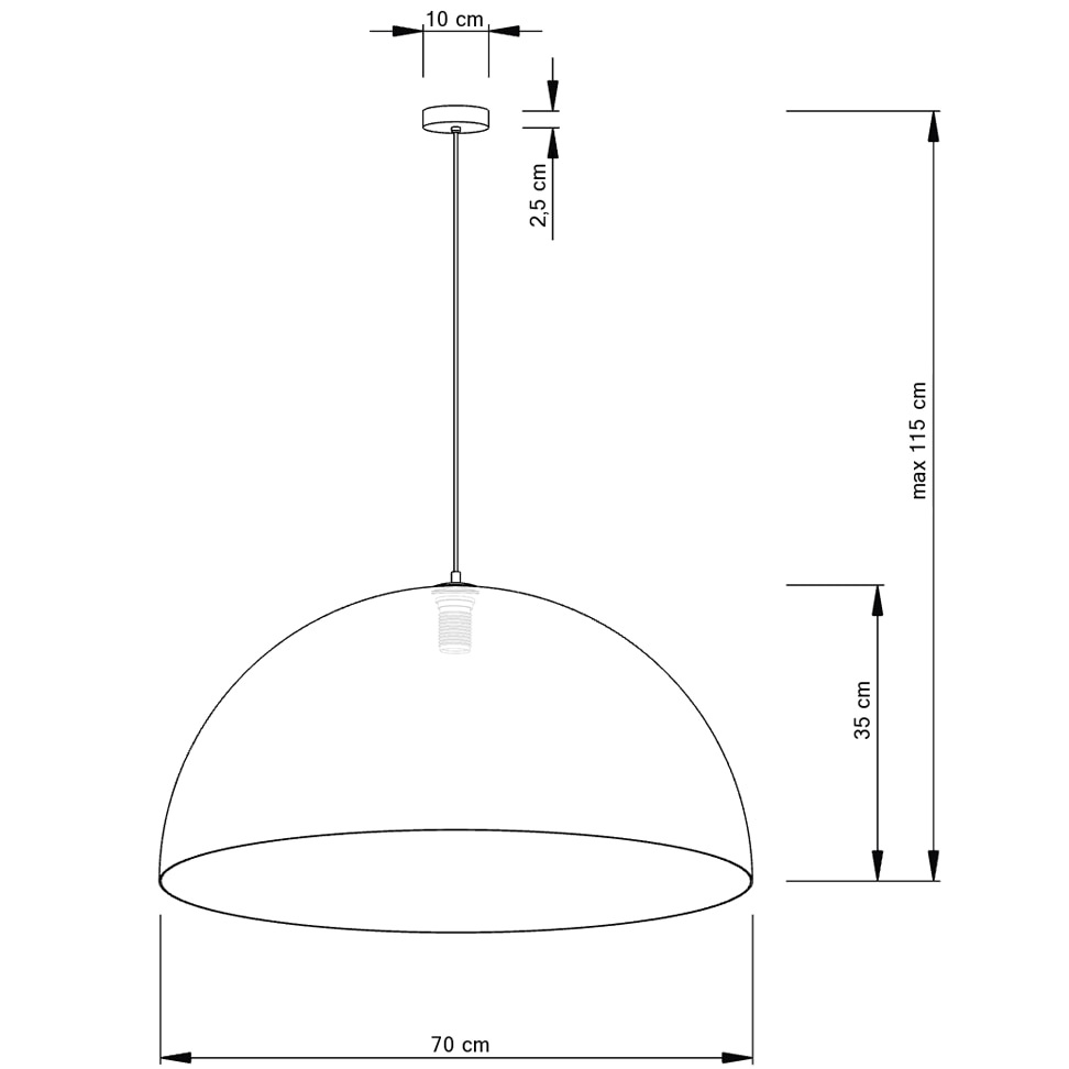 Lustra tip lampa suspendata SFERA negru/auriu, diametru 70 cm, inaltime ...