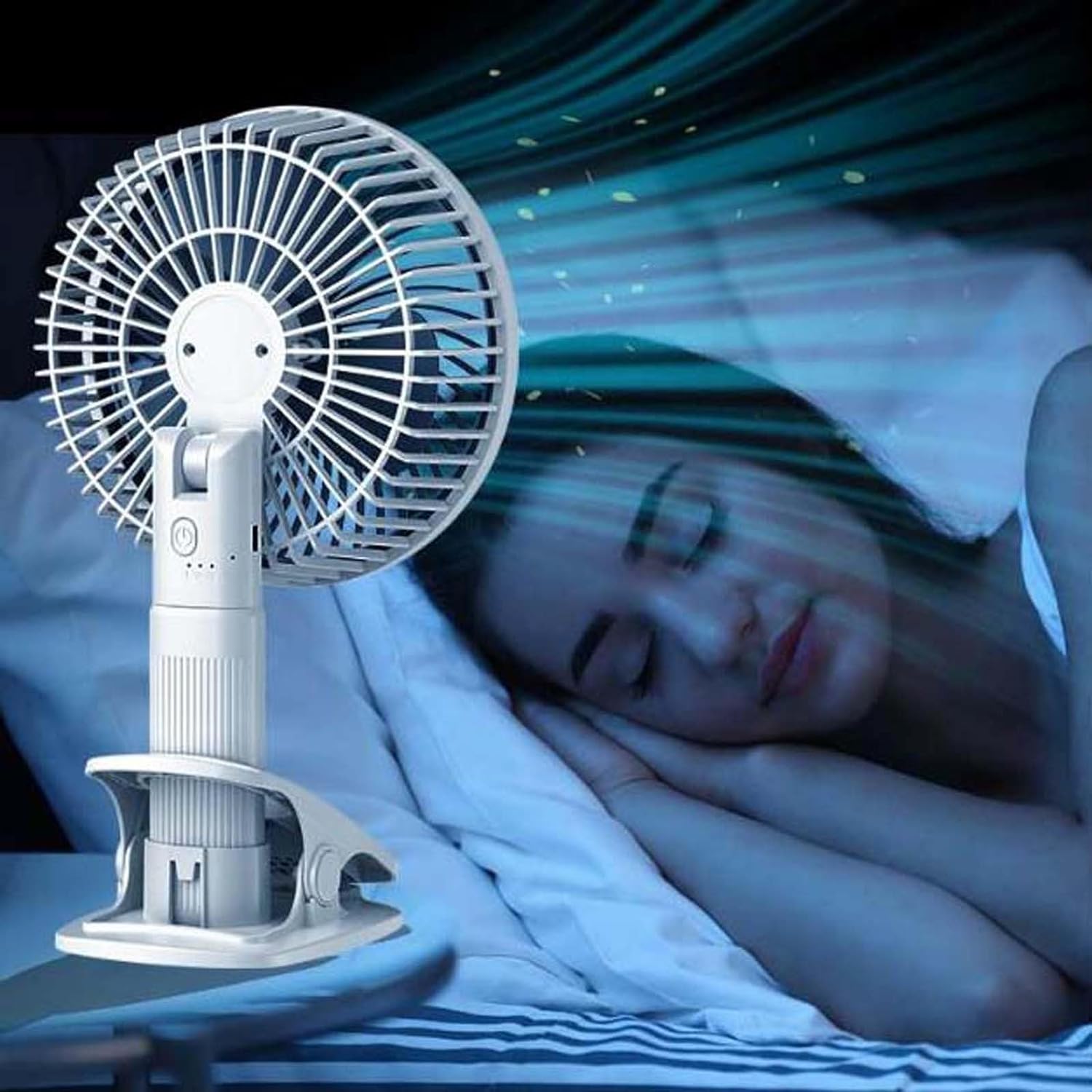 Ventilator portabil multifunctional, clipabil, rotativ, 1200mAh, 3 ...