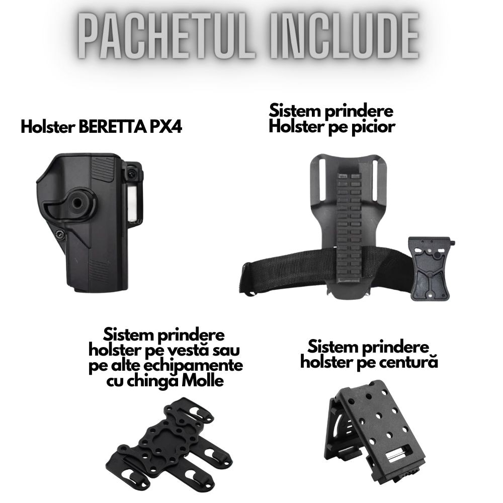 Set Holster Toc Pistol BERETTA PX4 Storm cu 3 Sisteme de Prindere, pe ...