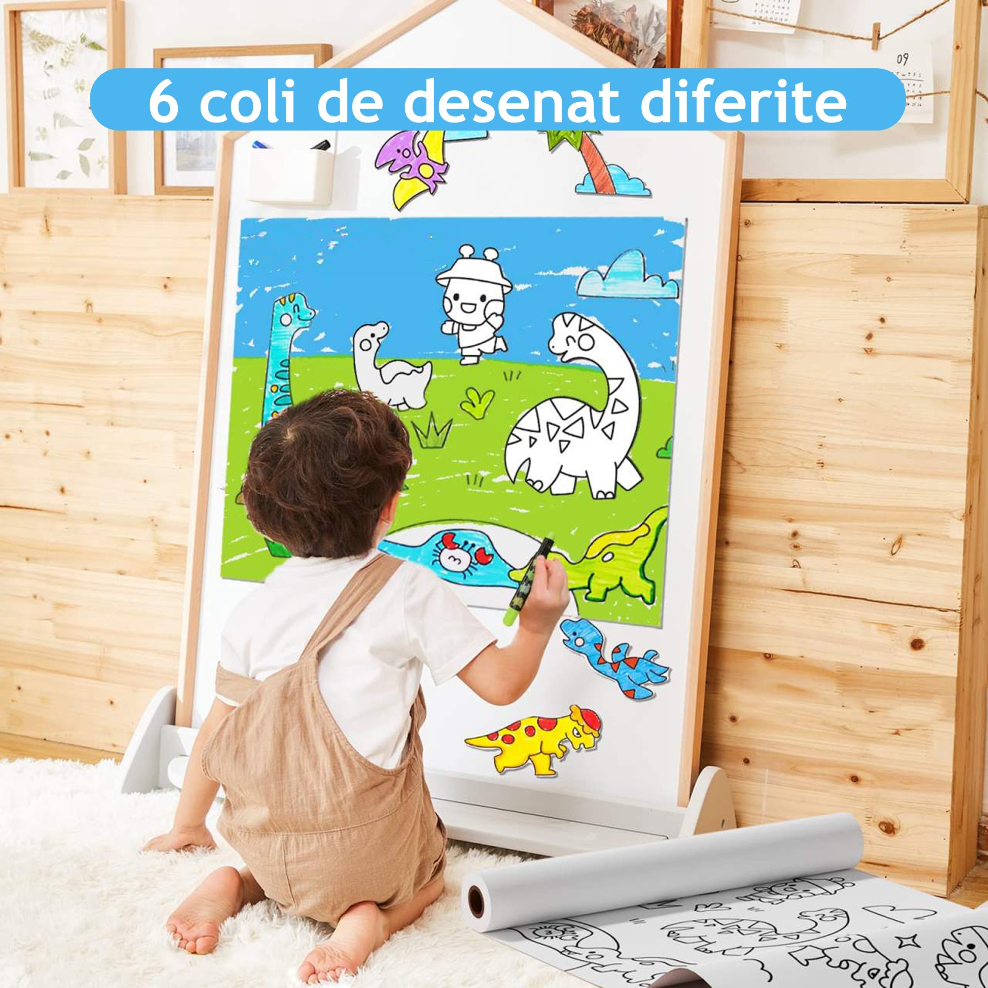 Plansa desen auto-adeziva Copii, decupabila, pentru desenat si colorat ...