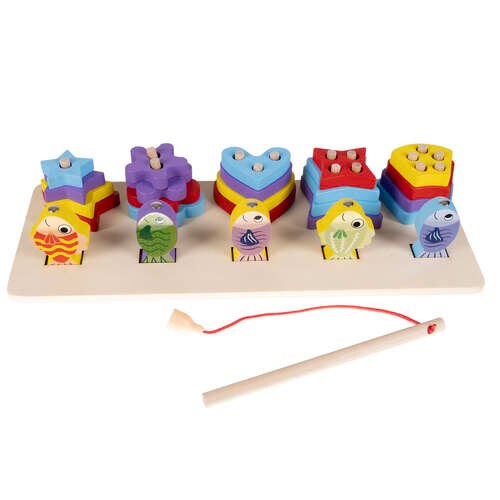 Jucarie de sortat de tip Montessori, joc de pescuit, undita cu magnet ...