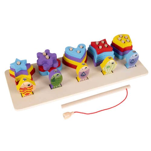 Jucarie de sortat de tip Montessori, joc de pescuit, undita cu magnet ...