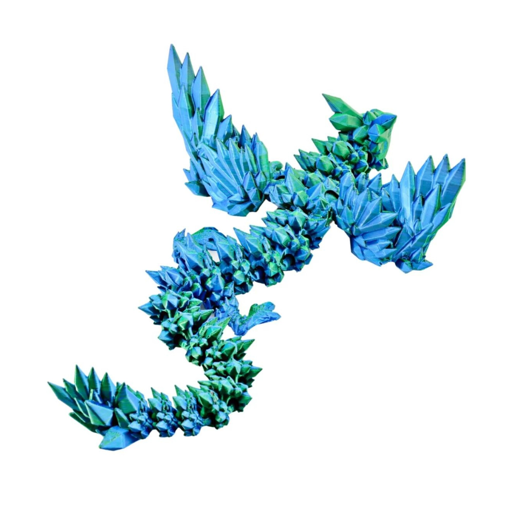 Figurina Dragon Teen Cristale si Aripi printat 3D, Blue and Green - eMAG.ro