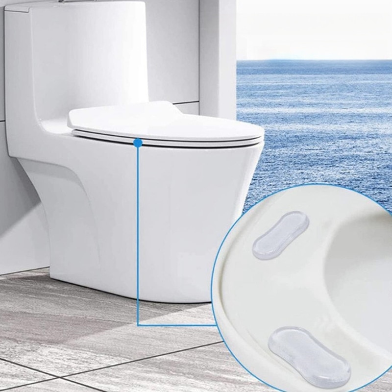Set 4 amortizoare pentru scaun toaleta, silicon transparent, aderenta ...