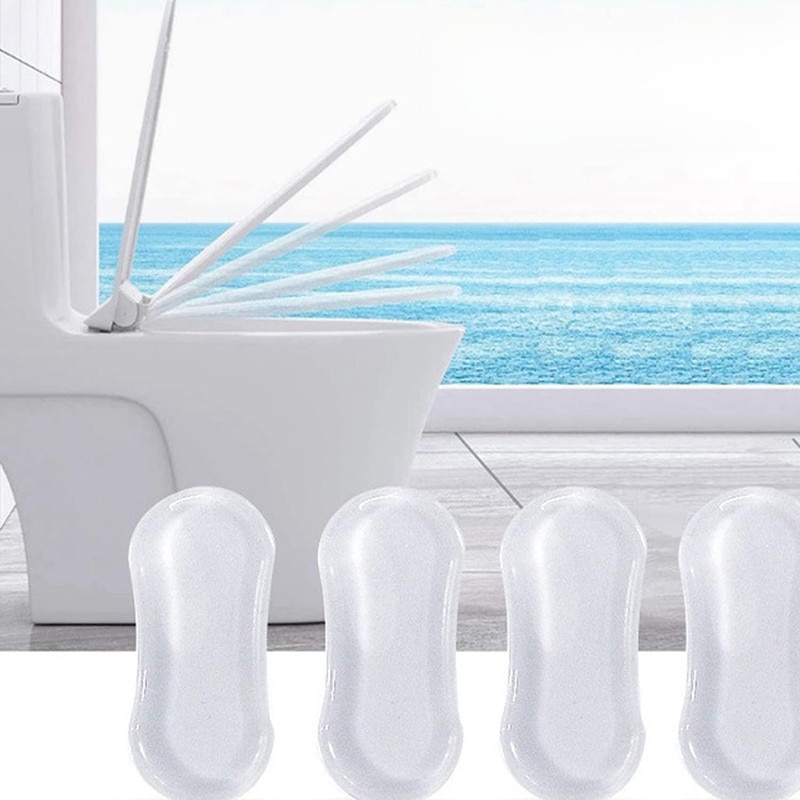 Set 4 amortizoare pentru scaun toaleta, silicon transparent, aderenta ...
