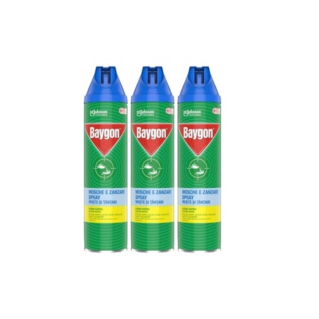 Set 3 x Baygon Insecticid Muste si Tantari 400ml, efect de lunga durata, actiune rapida ...