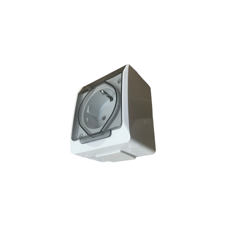 Priza simpla aparenta cu capac fumuriu transparent, AVI-40 - eMAG.ro