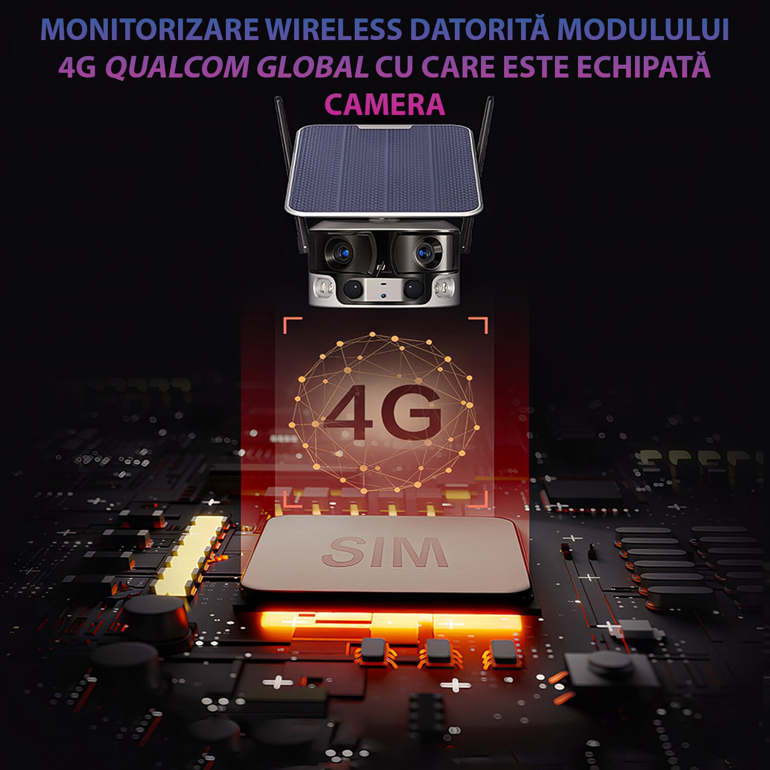 Camera de supraveghere cu incarcare solara, 4G, 4K, 8MP, WIFI, detectie ...