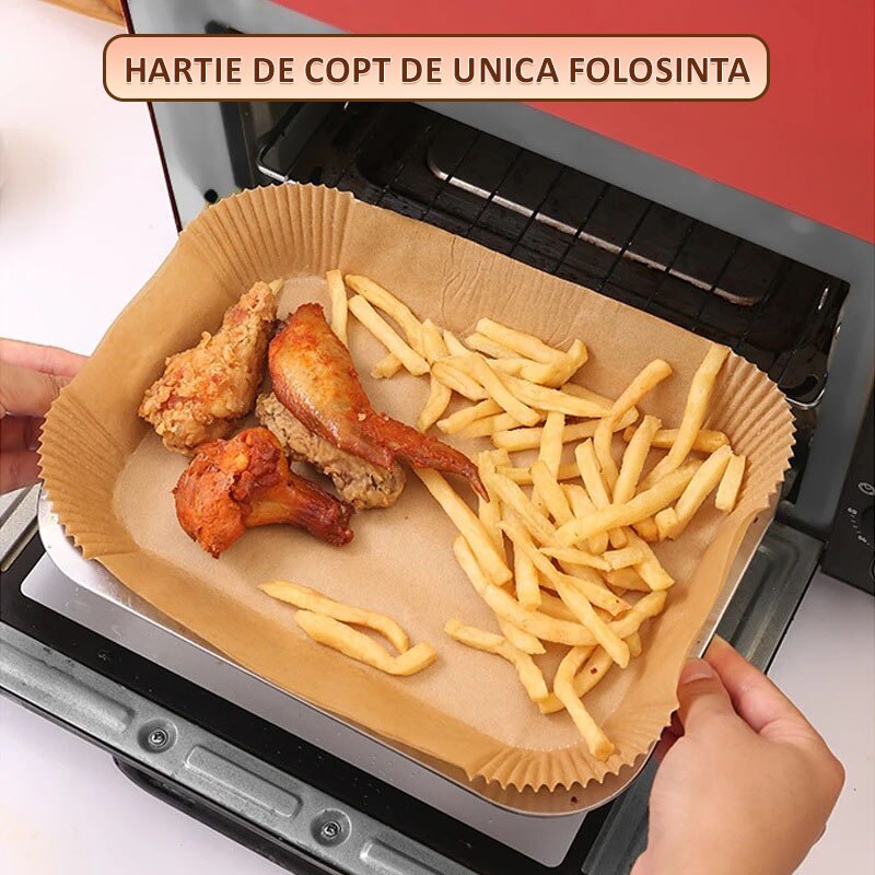 Set 100 de bucati hartie de copt NEXTLY pentru Air Fryer, cuptor cu ...