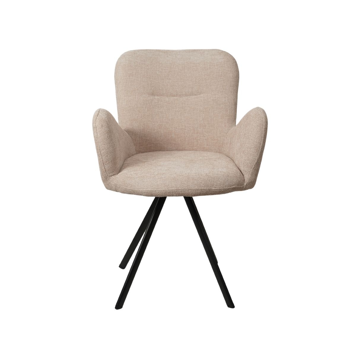 Scaun de dining, bej, textil si cadru metalic, picioare rotative ...