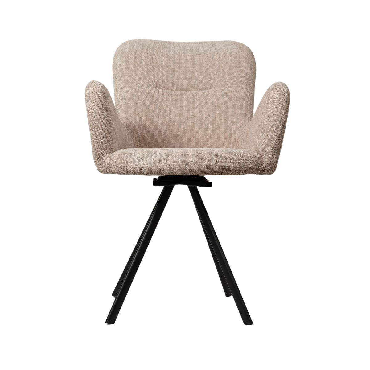 Scaun de dining, bej, textil si cadru metalic, picioare rotative ...