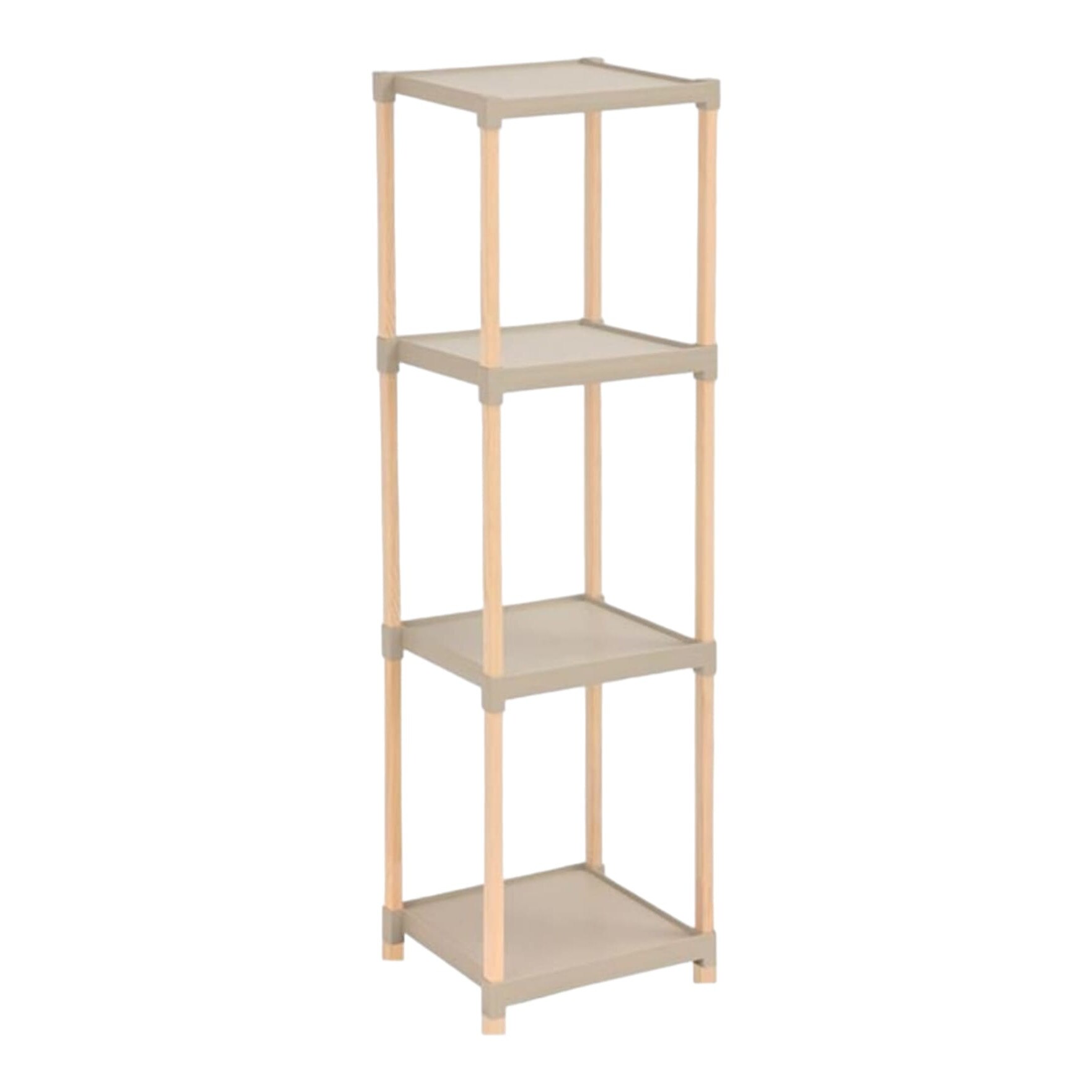 Etajera din lemn cu 4 rafturi din plastic, dimensiuni 25 x 26 x 100 cm ...