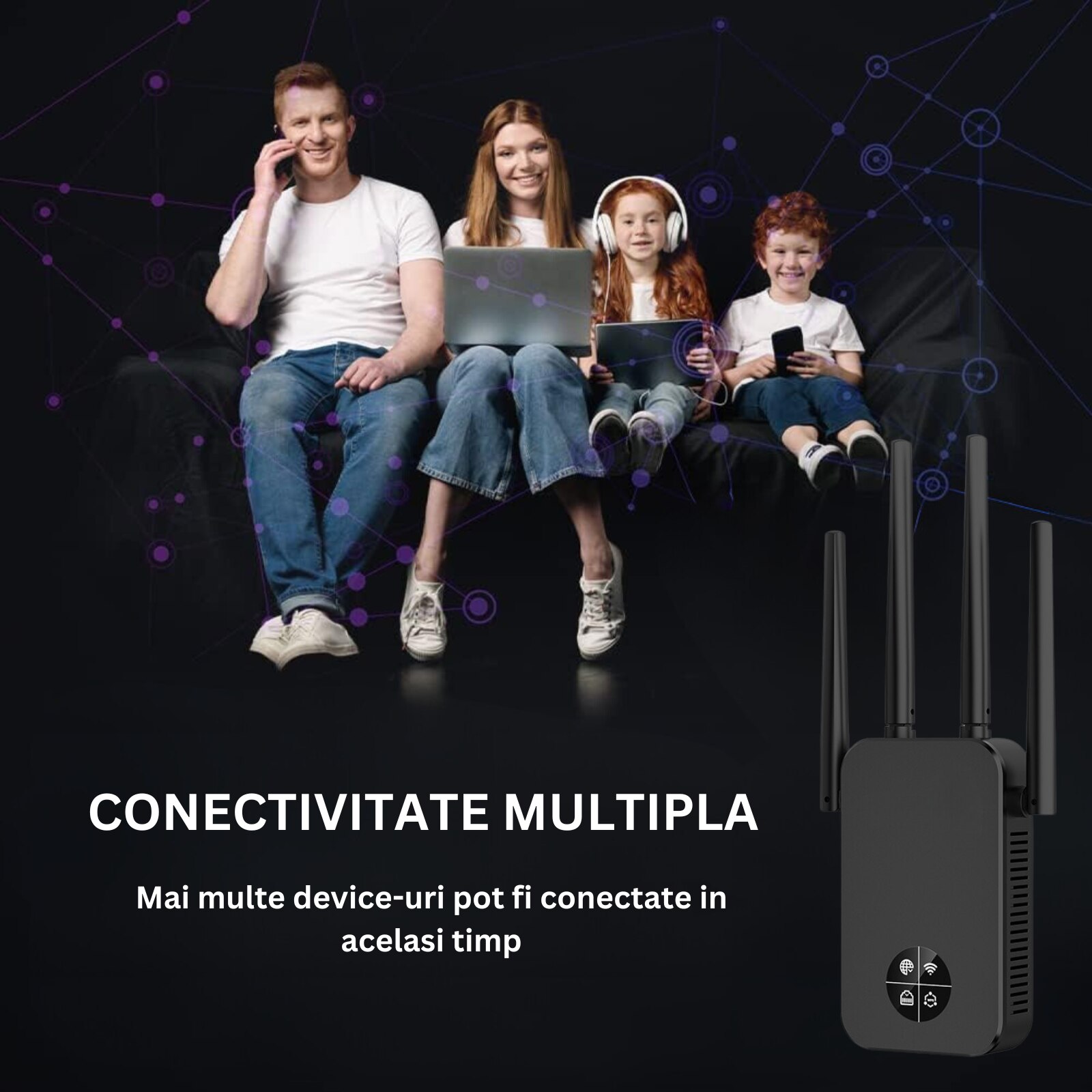 Amplificator Semnal Wireless Infiniteea™, Range Extender, 4 Antene ...