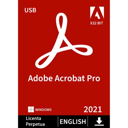 Adobe Acrobat Pro 2021 x32 bit Windows 1 PC USB - eMAG.ro