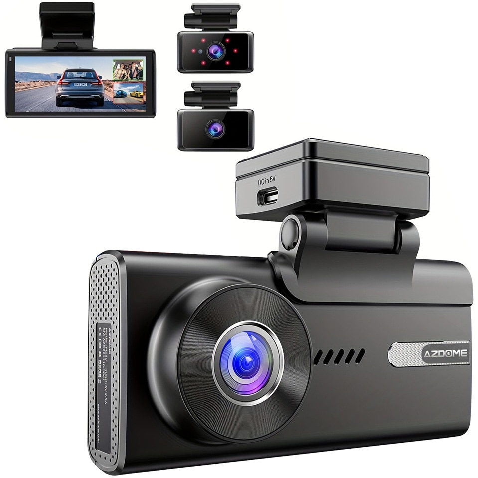 Camera auto de bord AZDOME M580 cu 3 canale 5K, WiFi 5G, WDR Night ...