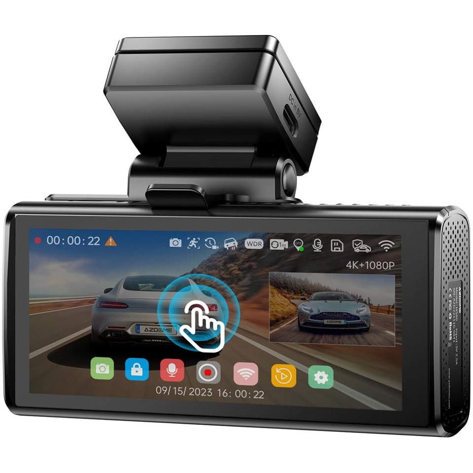 Camera auto de bord AZDOME M580 cu 2 canale 5K, WiFi 5G, WDR Night ...