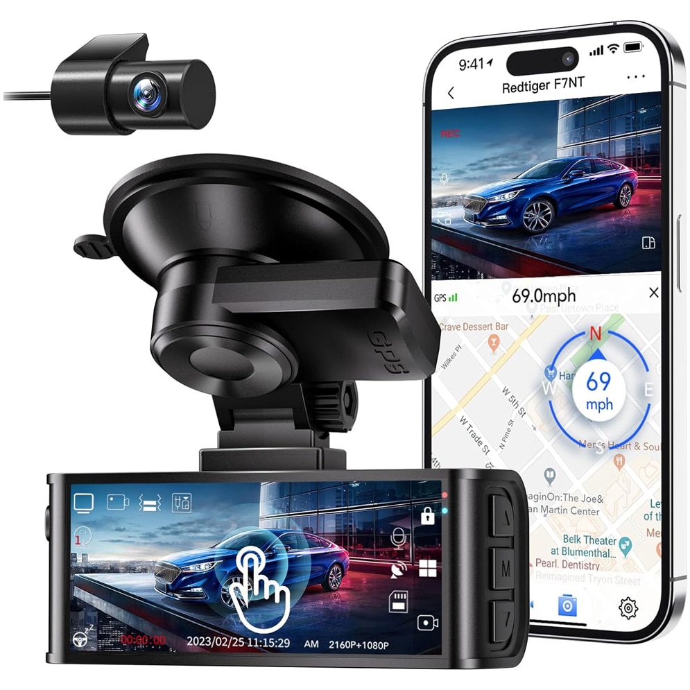 Camera Auto De Bord Fata Spate Redtiger F7n Touch 4k Fhd Wifi Night
