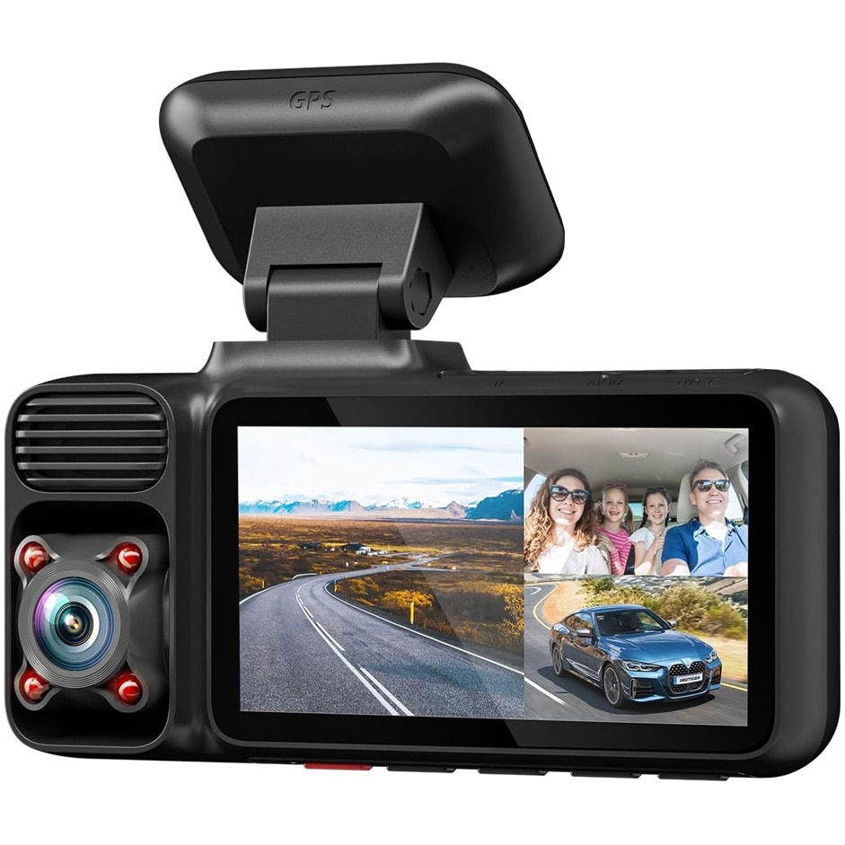 Camera auto de bord cu 3 canale REDTIGER F175G 4K+1080P+1080P, WiFi ...