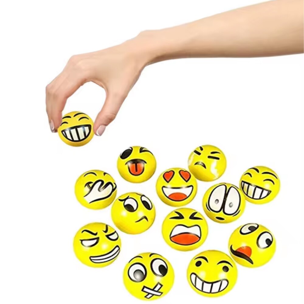 Set de 12 jucarii squishy, bile antistres cu emoticoane, eficiente ...