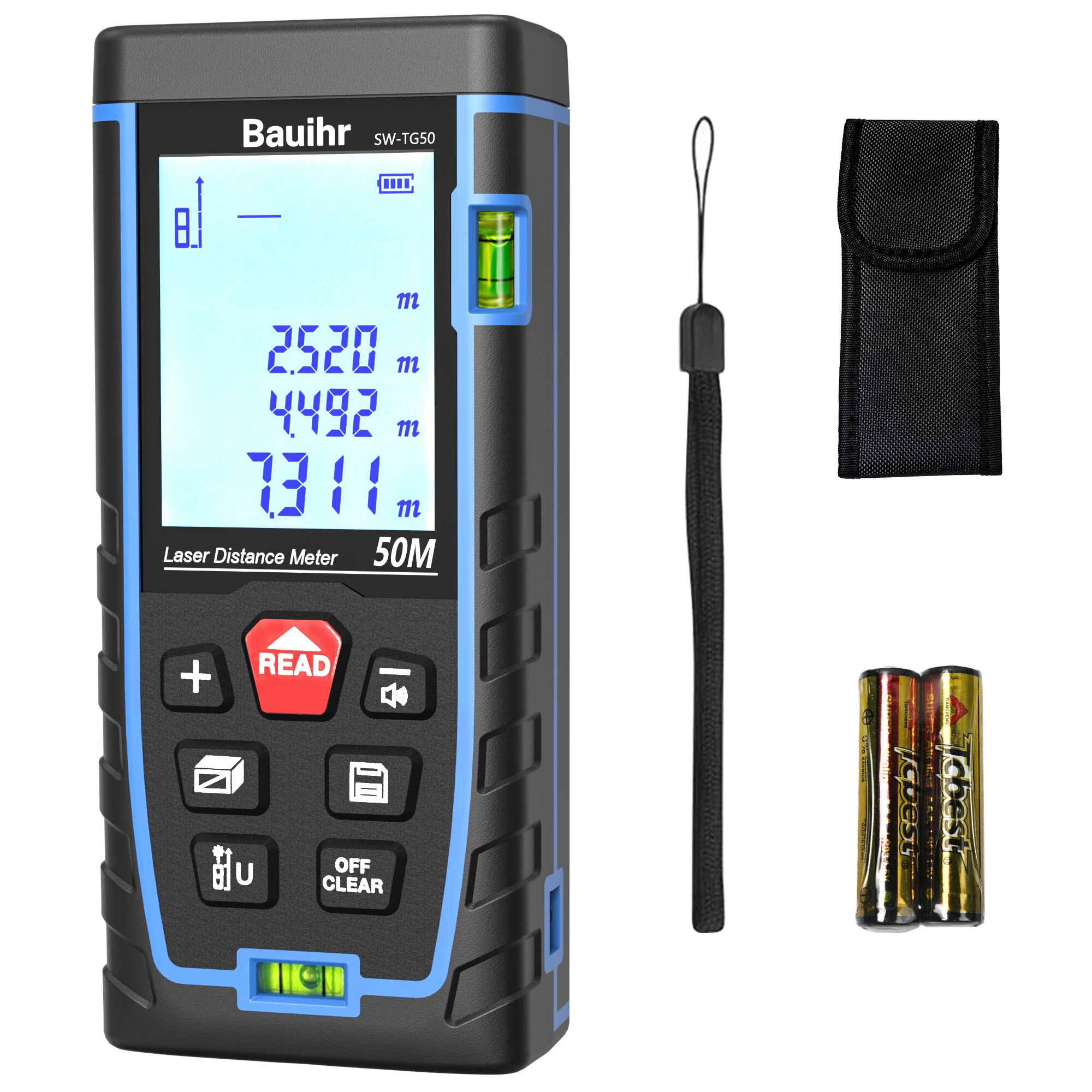 Telemetru cu laser 50M, Bauihr, precizie +/-2mm, IP54, clasa laser II ...