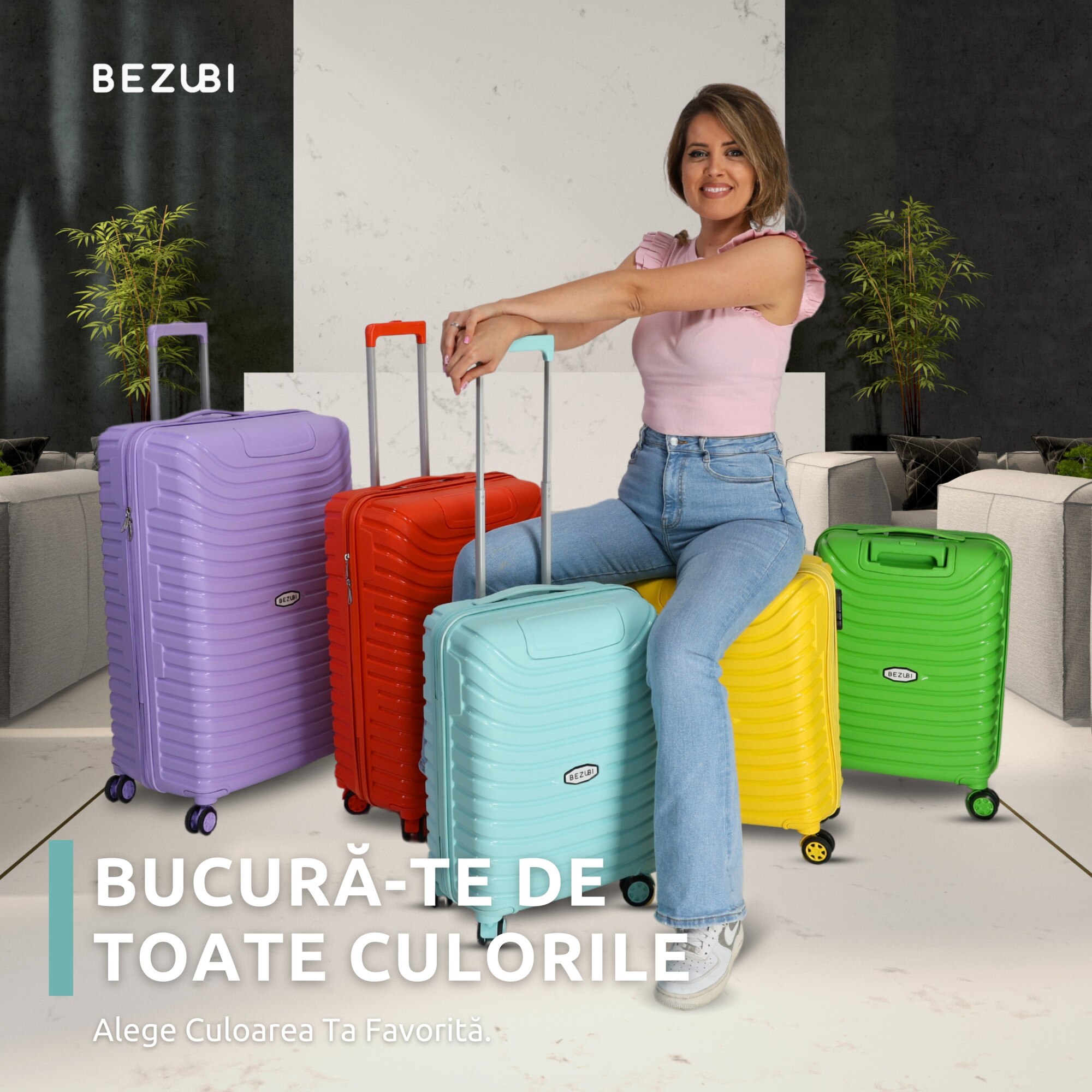 Set complet 3 trolere pentru vacanta Bezubi Easy Travel, bagaj cabina ...