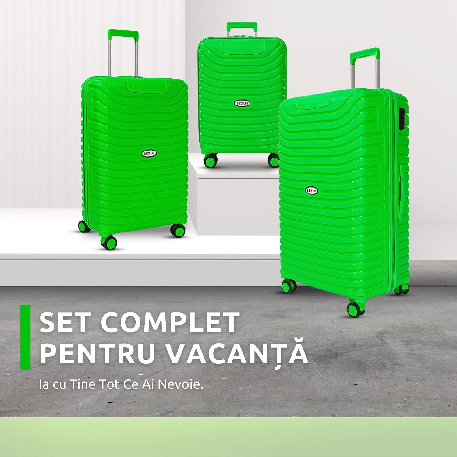 Set complet 3 trolere pentru vacanta Bezubi Easy Travel, bagaj cabina ...