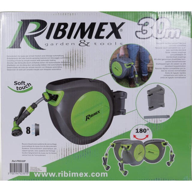 Furtun de gradina retractabil RIBIMEX, suport automat de infasurare ...