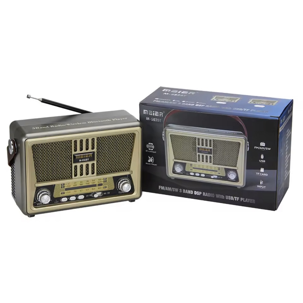 Radio portabil, Meier, USB, Aux, Retro, Negru - eMAG.ro