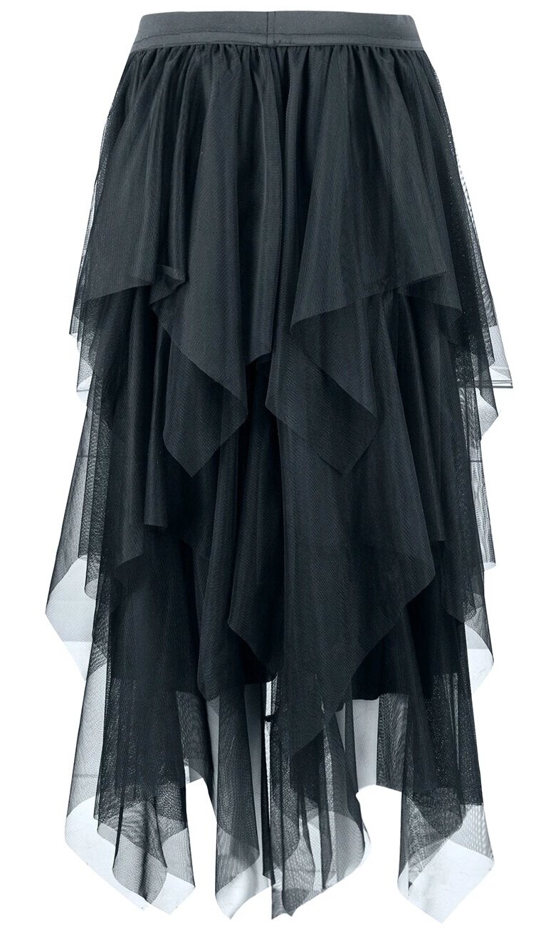 Fusta lunga de dama, cu volane din tul, One Size, model LENA, Negru ...