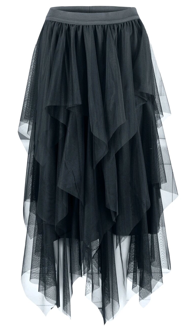 Fusta lunga de dama, cu volane din tul, One Size, model LENA, Negru ...