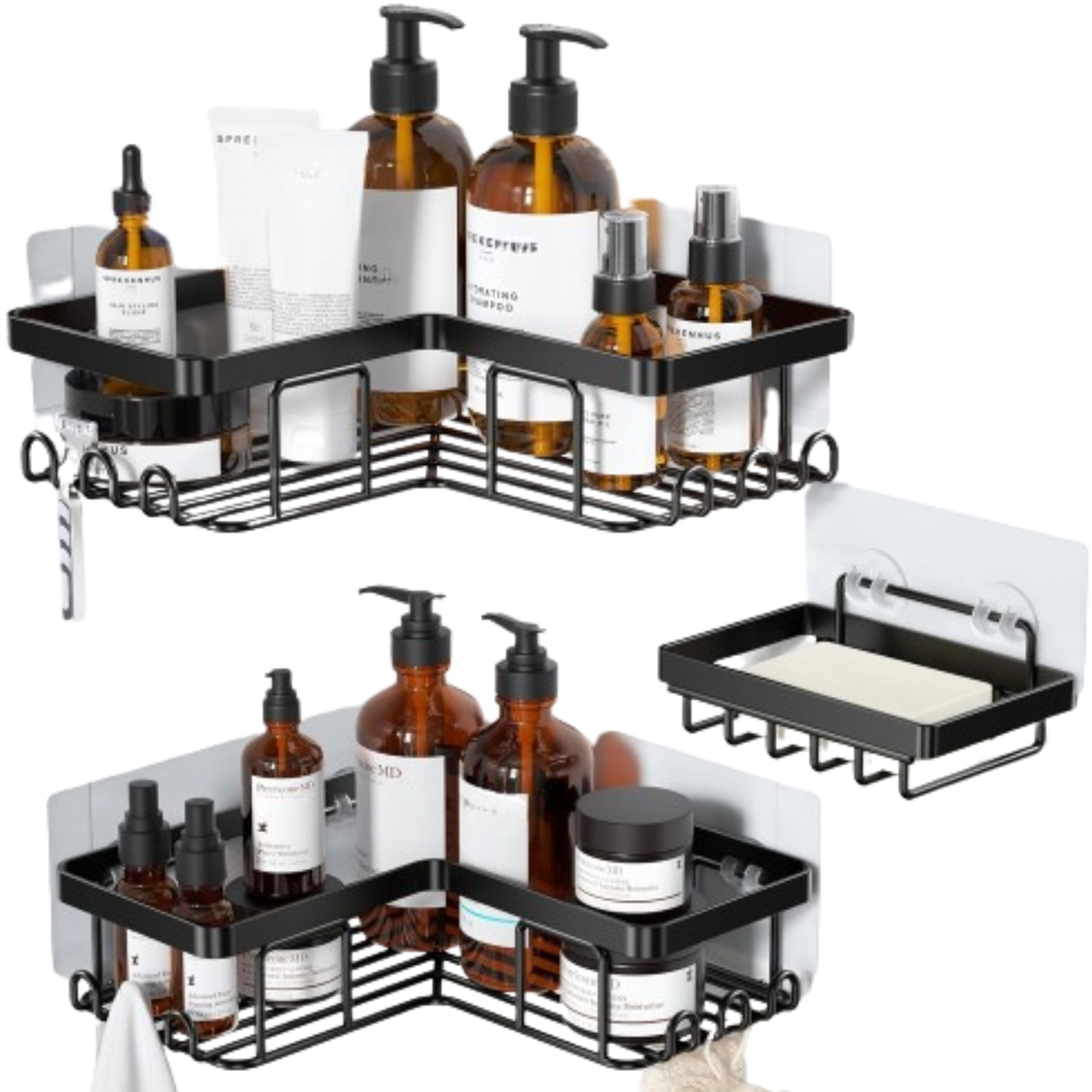 Set Raft de Dus MONDESA® cu 2 Etajere Colt plus o Sapuniera pentru Baie ...