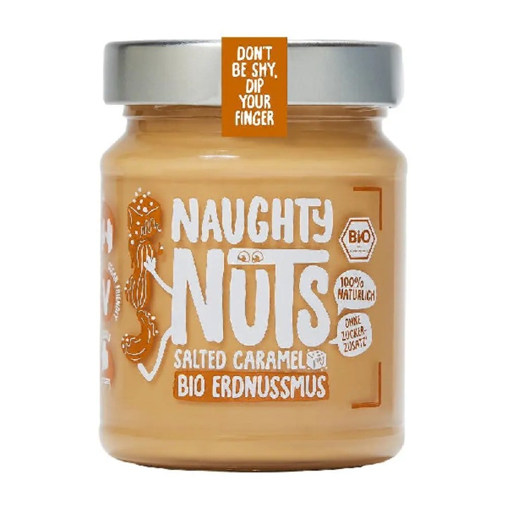 Crema Tartinabila Bio cu Unt de Arahide si Caramel Sarat Naughty Nuts ...