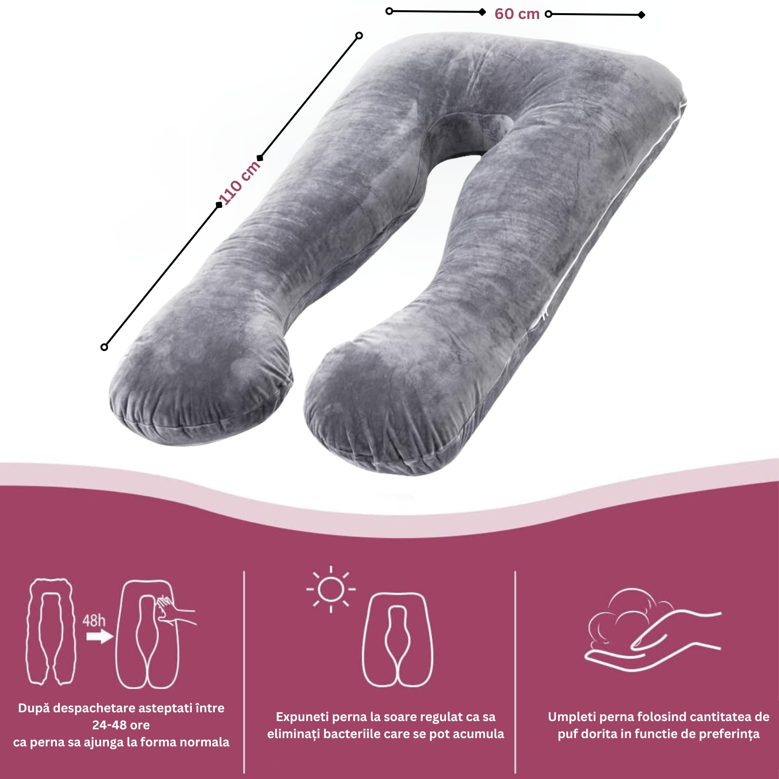 Perna gravide Infiniteea™ 3 in 1, Multifunctionala, Alaptare, Sustinere ...