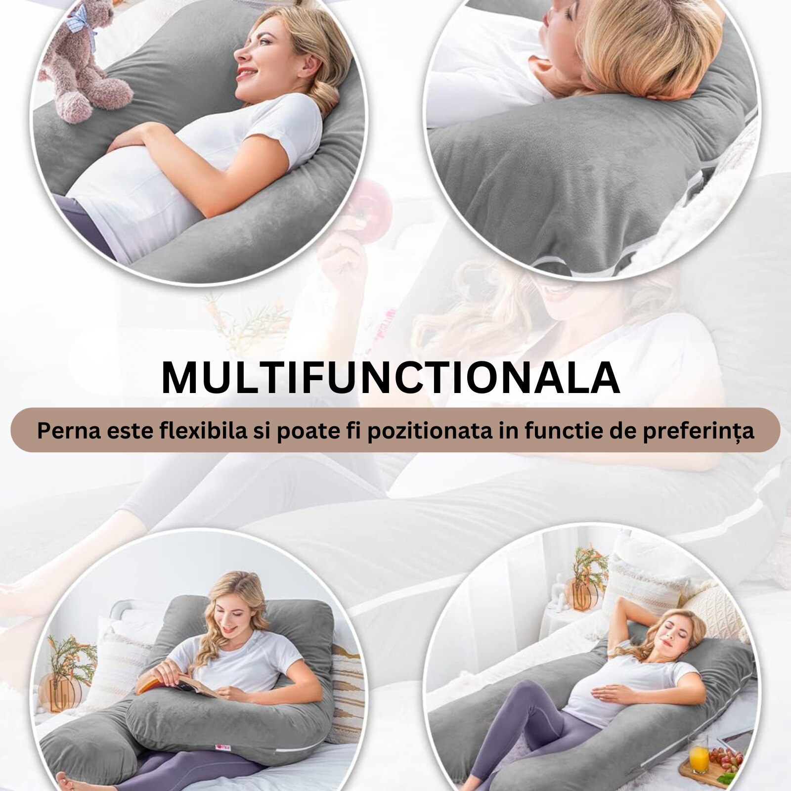 Perna gravide Infiniteea™ 3 in 1, Multifunctionala, Alaptare, Sustinere ...