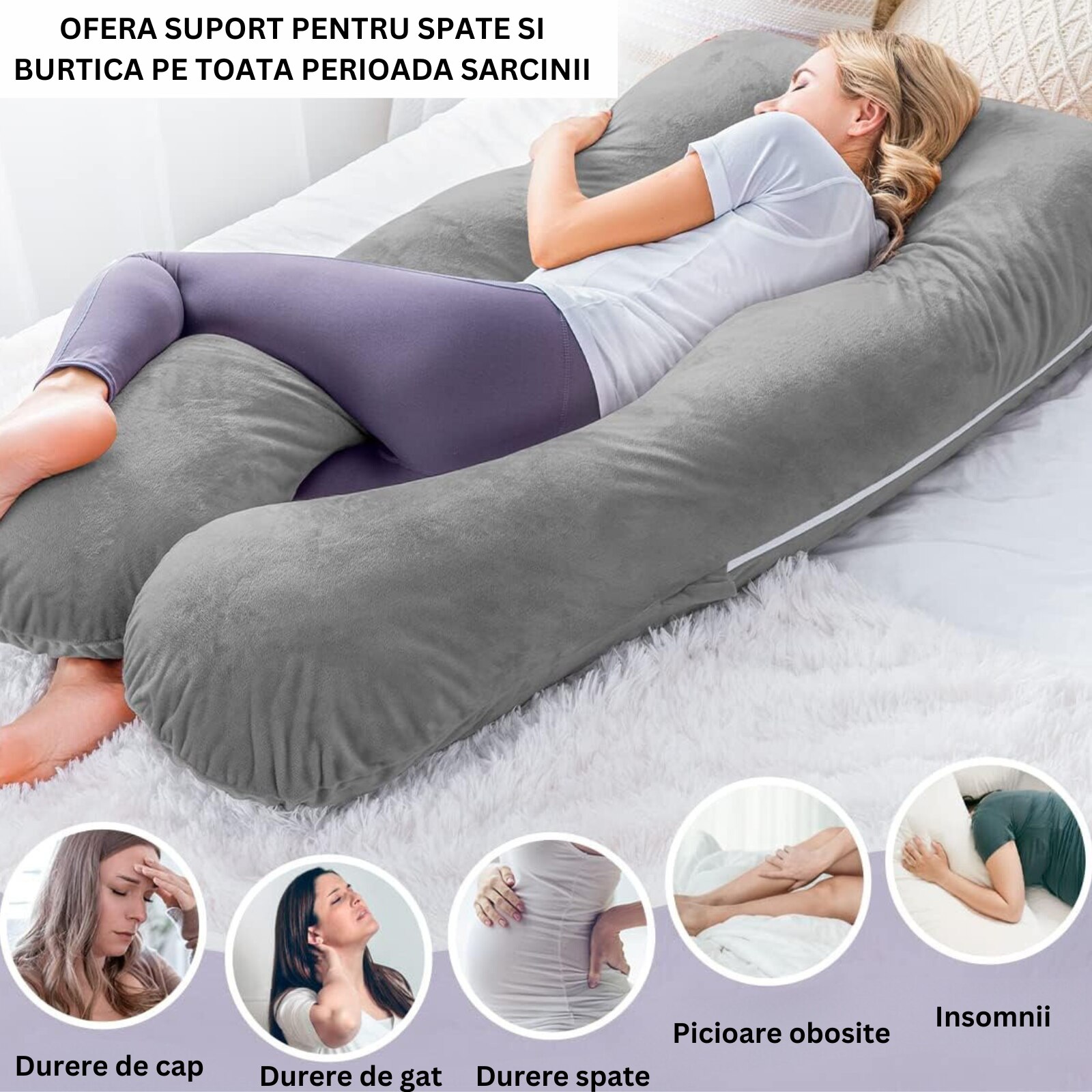 Perna gravide Infiniteea™ 3 in 1, Multifunctionala, Alaptare, Sustinere ...