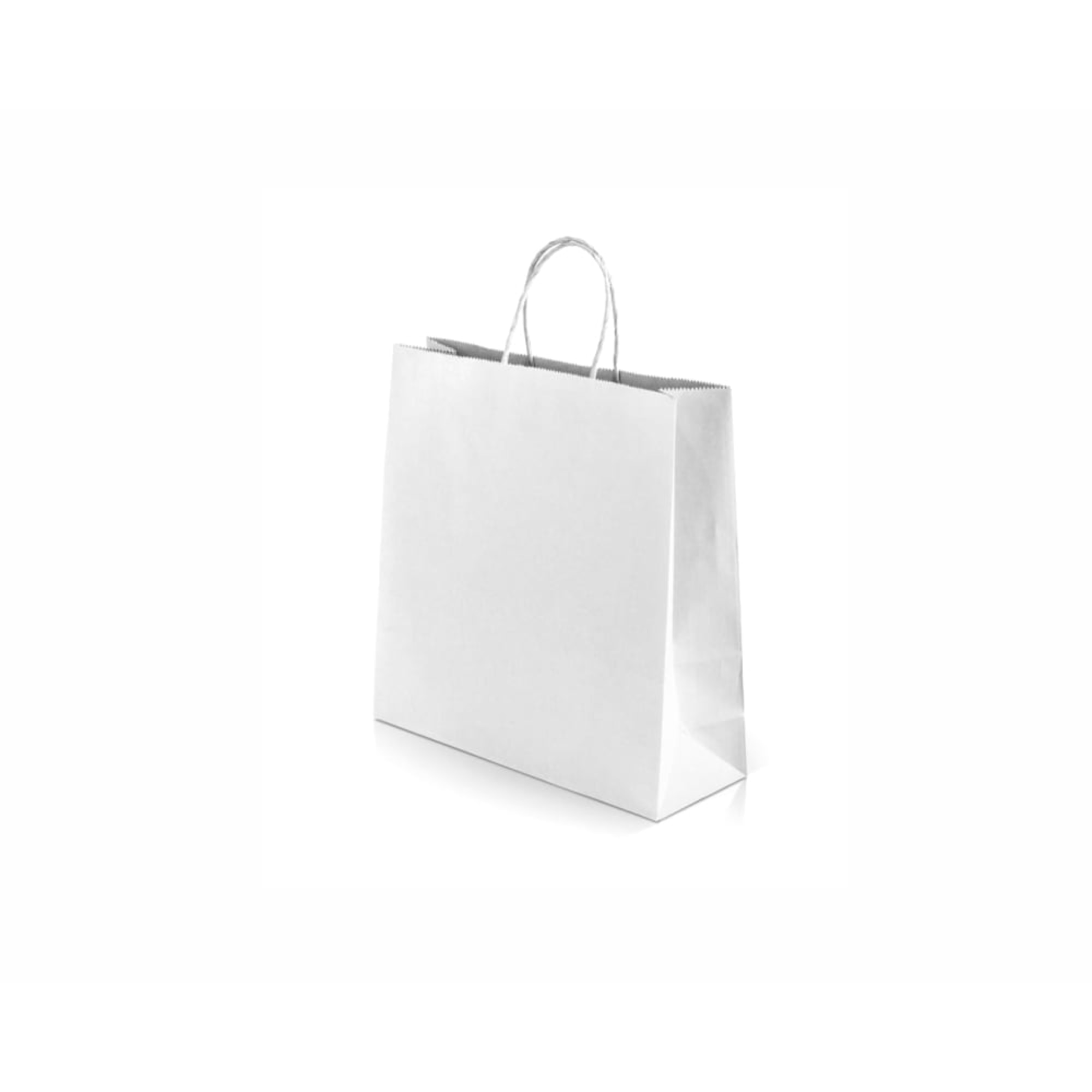 Set 50 Pungi hartie Kraft alba, 22 x12x28 cm cu maner rasucit pentru ...