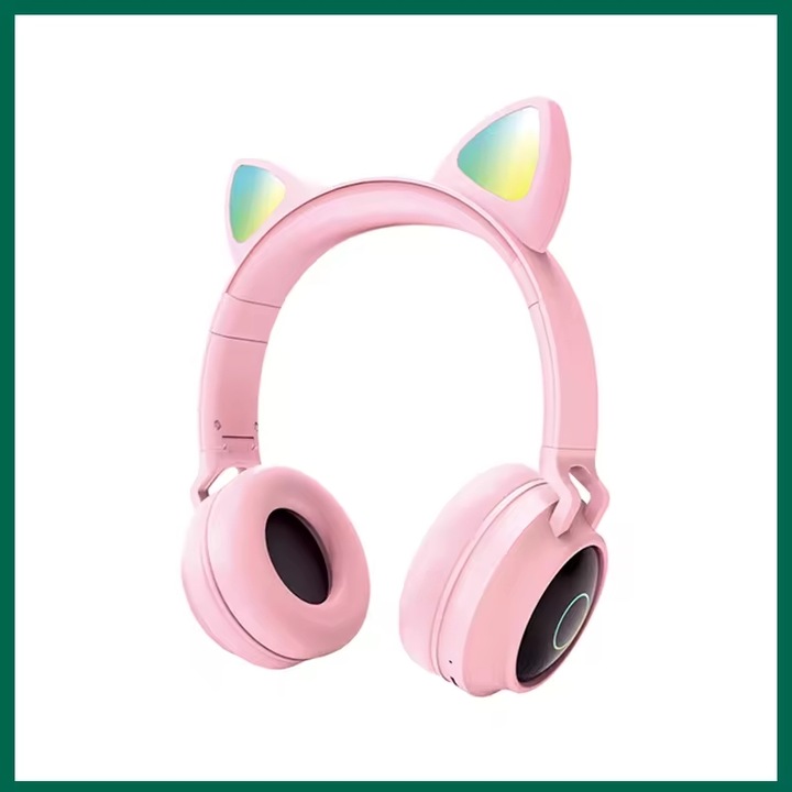 Casti Wireless model pisica, Roz - eMAG.ro