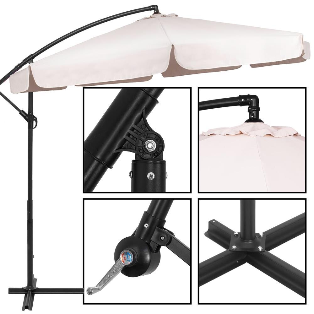 Umbrela de gradina cu brat lateral banana, cu husa, 300cm, bej - eMAG.ro