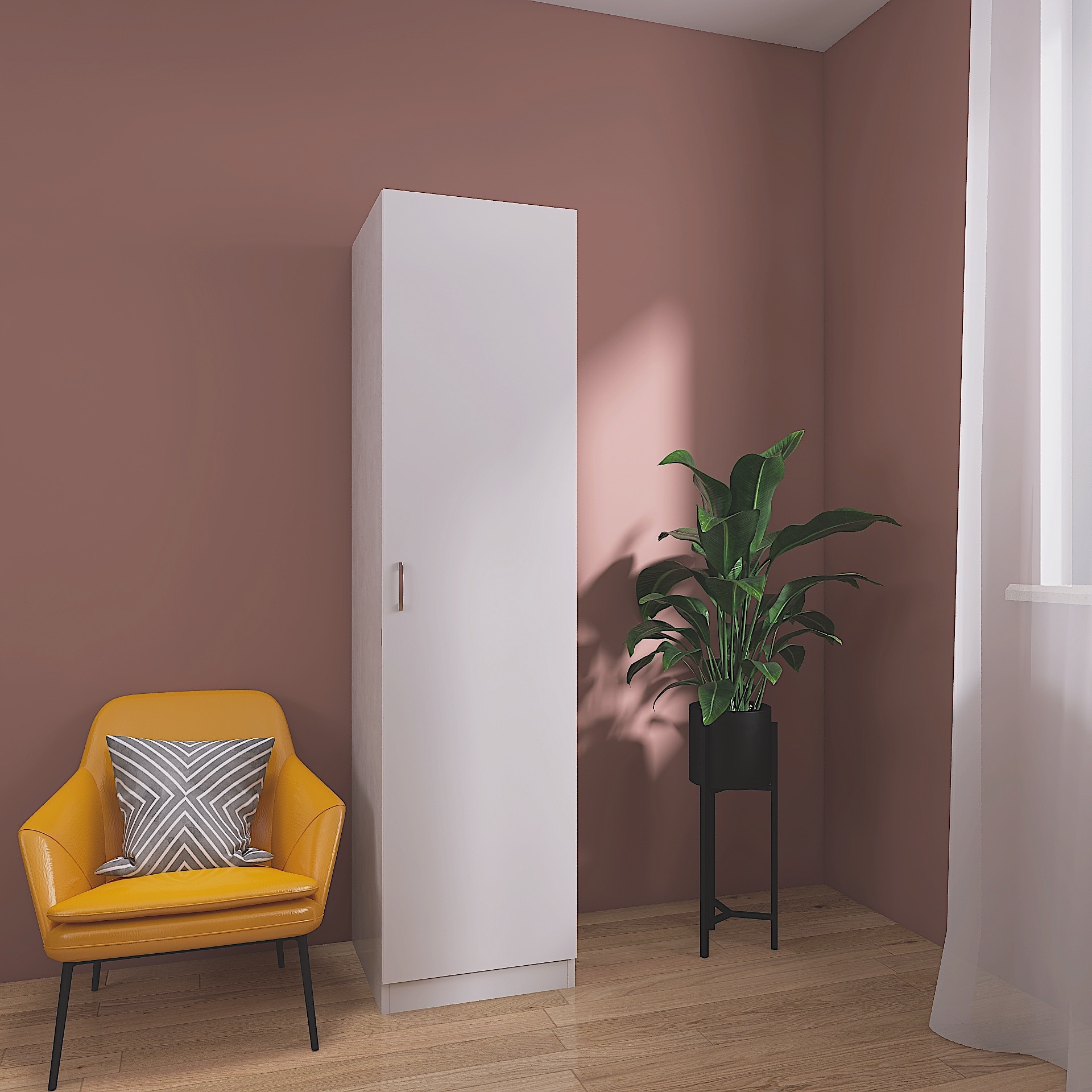 Dulap cu o usa Alma H200 x L45 x A50 cm, Material PAL 18mm, Culoare Alb ...