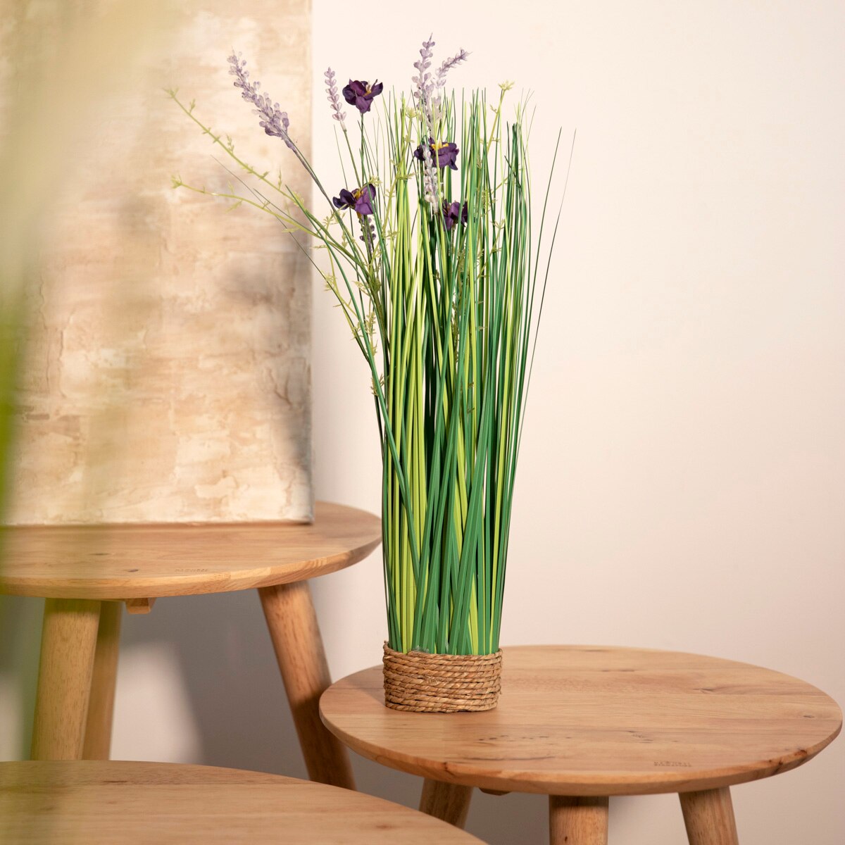 Planta artificiala Iarba POLLY cu flori mov 55 cm HOMLA - eMAG.ro