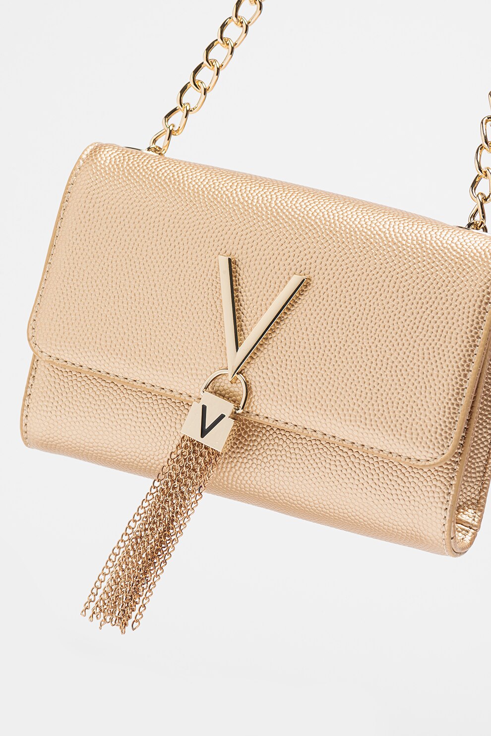 Valentino Bags, Geanta crossbody cu bareta din lant Divina, Auriu - eMAG.ro