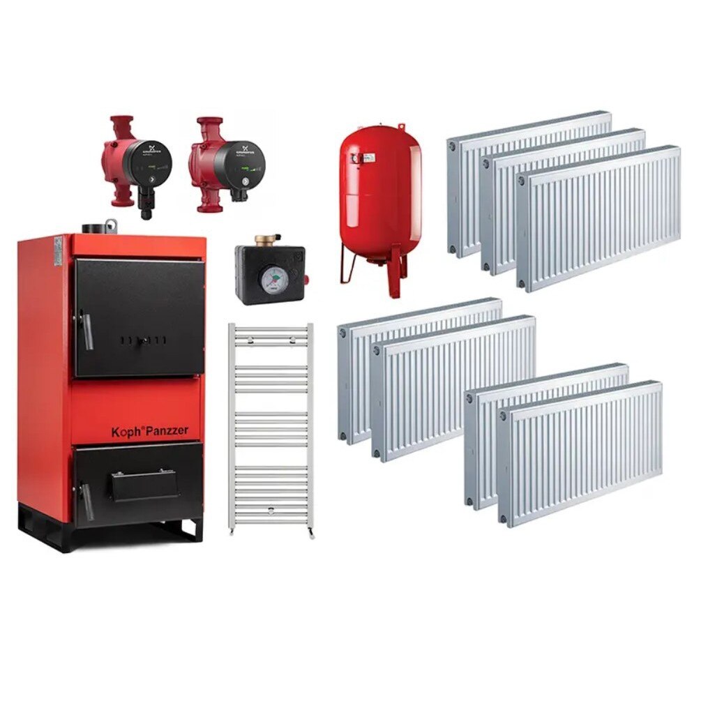 Pachet centrala pe lemn/carbune KOPH Panzzer 30 kW/35 kW cu regulator ...