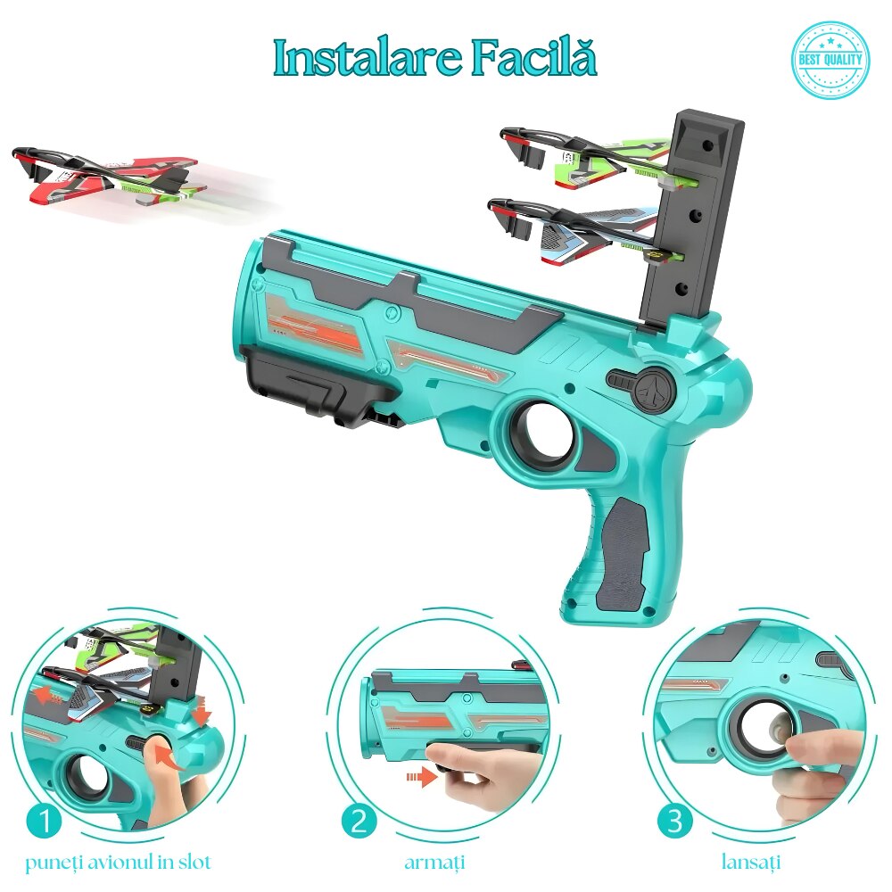 Set Pistol Lansator de Avioane din Spuma EVA tip Catapulta - eMAG.ro